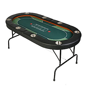 Vilobos Poker Table Foldable, 8 Players Texas Holdem Poker Table, Casino Folding Table for Blackjack Board Game -Green
