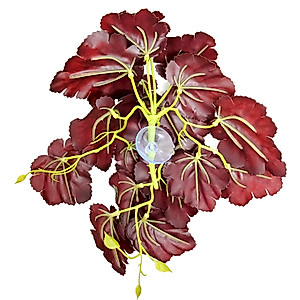 Woyrise Reptile Plants, Terrarium Hanging Plants Vines for Reptile Tank, Amphibian Habitat Leaves Decor with Suction Cups for Bearded Dragon Lizard Snake Gecko Frog Hermit Crab - 2Pack Green Heuchera