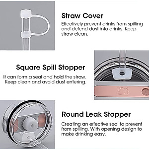Silicone Spill Proof Stopper for Stanleys Cup 2.0 40oz/ 30oz, Including 2 Straw Cover Caps, 2 Square Spill Stopper and 2 Round Leak Stopper, Tumblers Accessories (for Stanleys Cup 2.0)