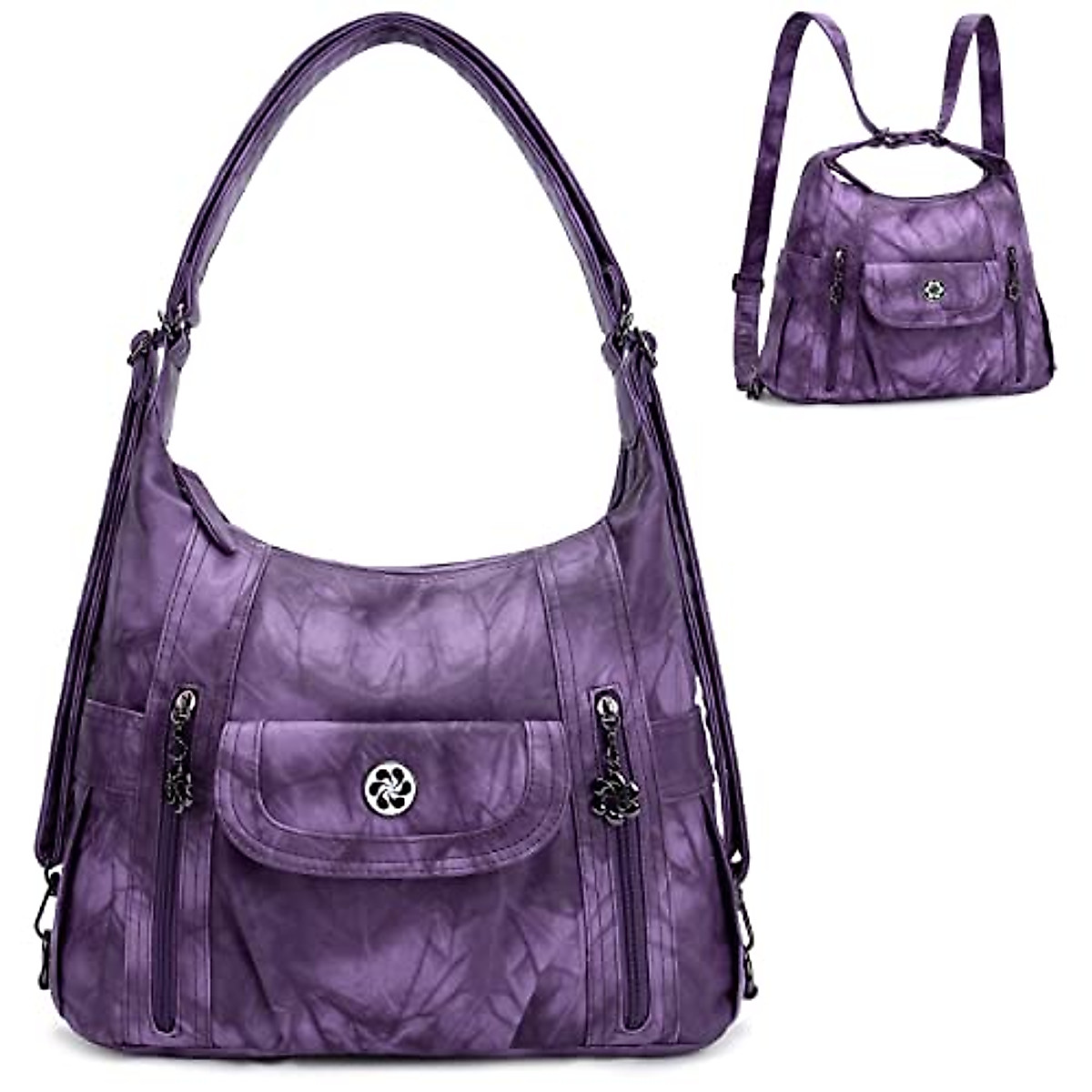 DAVIDNILE Women's Fashion Backpack Purses Multipurpose Design Handbags and Shoulder Bag PU Leather Travel bag Purple