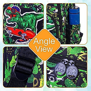 CCJPX 3PCS Kids Backpack for Boys, Dinosaur School Bookbag with Lunch Box, 17 Inch Laptop Backpacks for Teen Boy