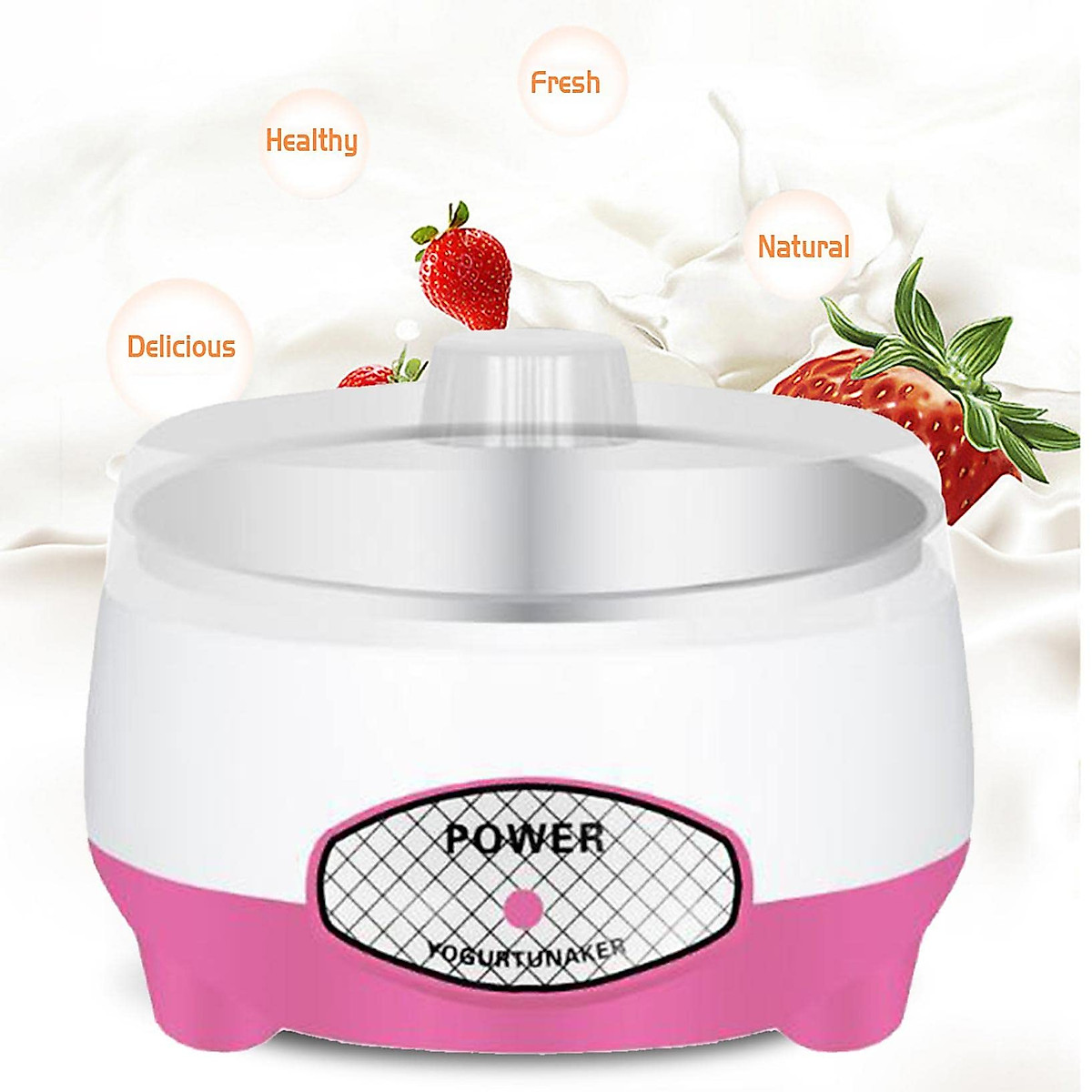 Yogurt Maker Machine, Greek Yogurt Maker, 1 Quart Capacity, Stainless Steel Inner Pot, Easy to Use, Handmade Food Gadget, for Home Organic Yogurt (pink)