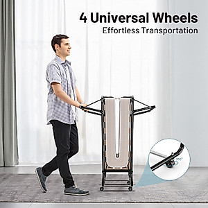 KOTEK Folding Bed with Mattress, Portable Rollaway Guest Bed with Memory Foam Mattress & Metal Frame, Made in Italy, Foldable Bed Cot Size for Bedroom, Office