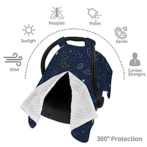 ALYYDFF Baby Car Seat Cover for Babies Breathable Carseat Canopy for Newborn Nursing Scarf with Peekaboo Opening - Color Space Galaxy Pattern Blue