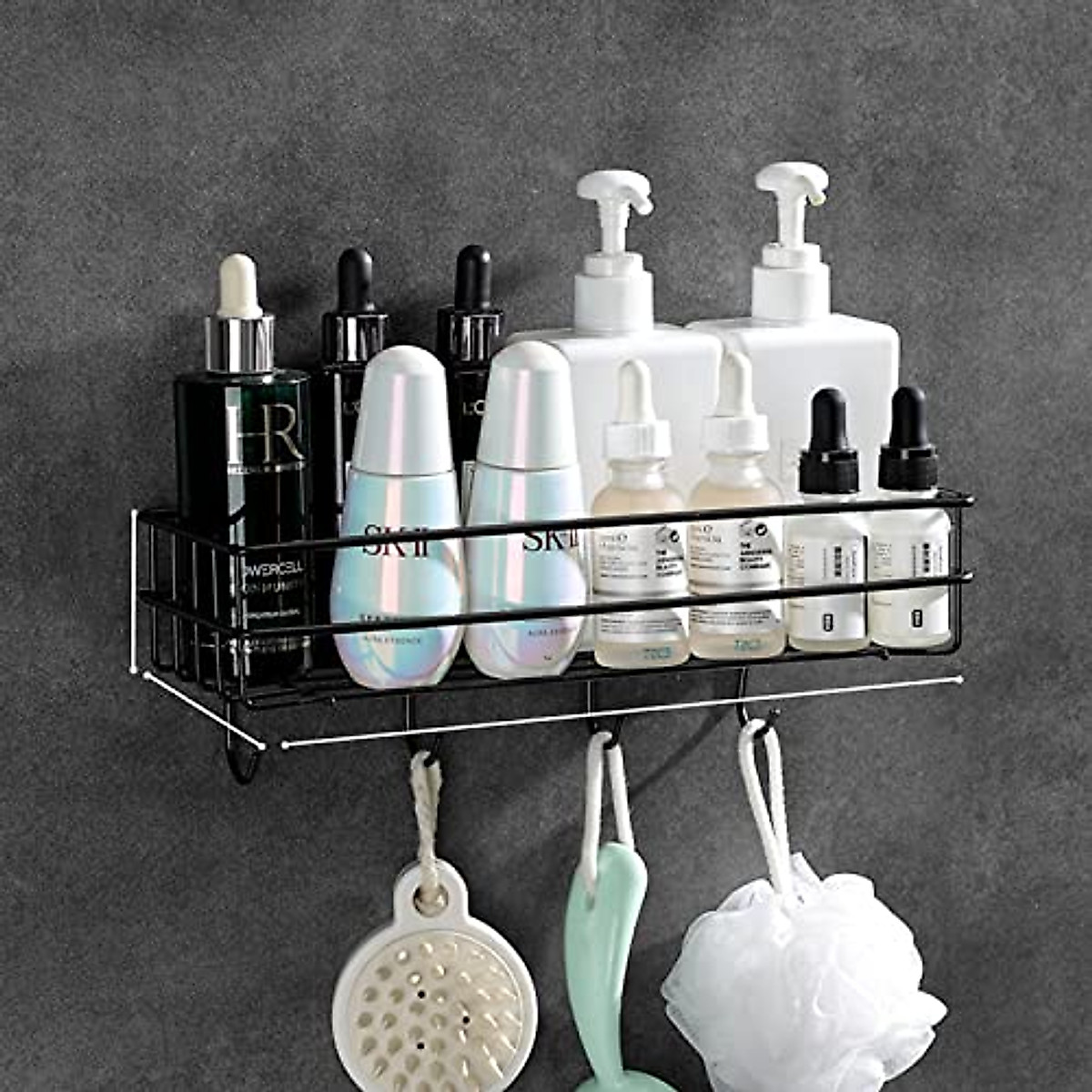 Daksang Bathroom Shower Caddy Basket Shelf Adhesive Shower Organizer Stainless Steel Shower Shelf, Shower Basket Storage for Bathroom Kitchen Shower organizer Wall Mounted(Black)