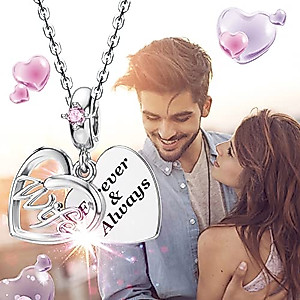 DALARAN Wife Charms Fit Pandora Charms Bracelet Forever Love Heart Charm Wife Sterling Silver Dangle Charm