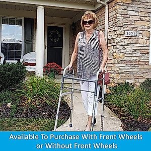 Carex Folding Walker for Seniors - Adult Walker With Wheels - Portable Medical Walker with Adjustable Height, 30-37 Inches, Aluminum, Lightweight