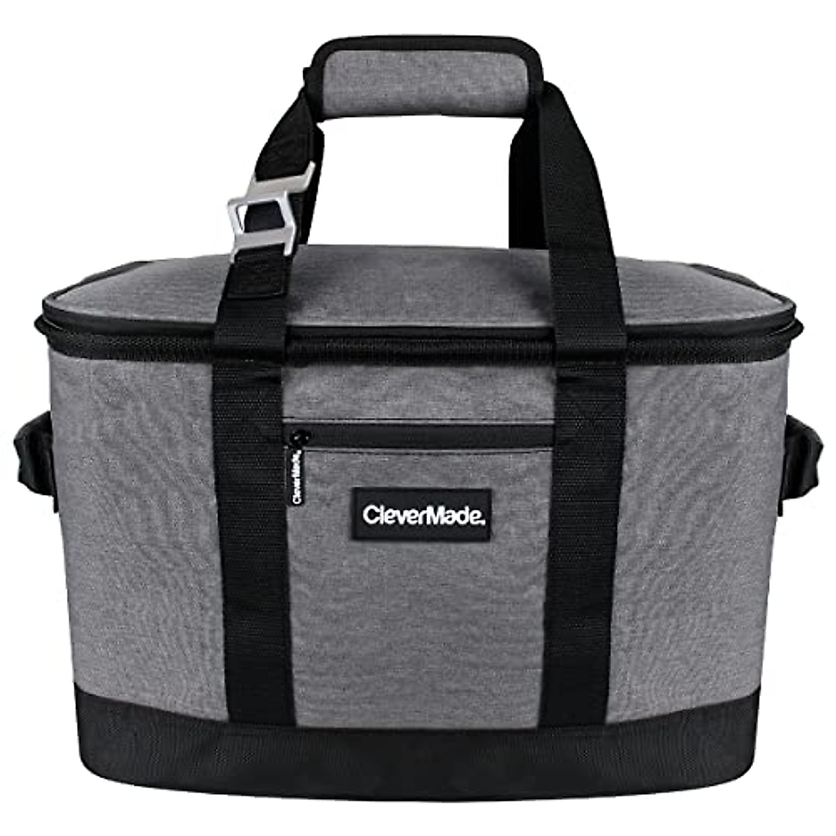 CleverMade Collapsible Cooler Bag, Heather Grey/Black & Maelstrom Collapsible Soft Sided Cooler - 75 Cans Extra Large Lunch Cooler Bag Insulated Leakproof Camping Cooler, Grey