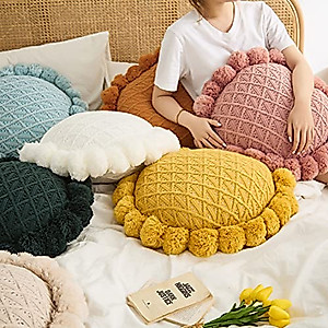 Maxpetus Circular Creative Knitting Pillow futon Knitting Cushion Sofa Cushion (White)