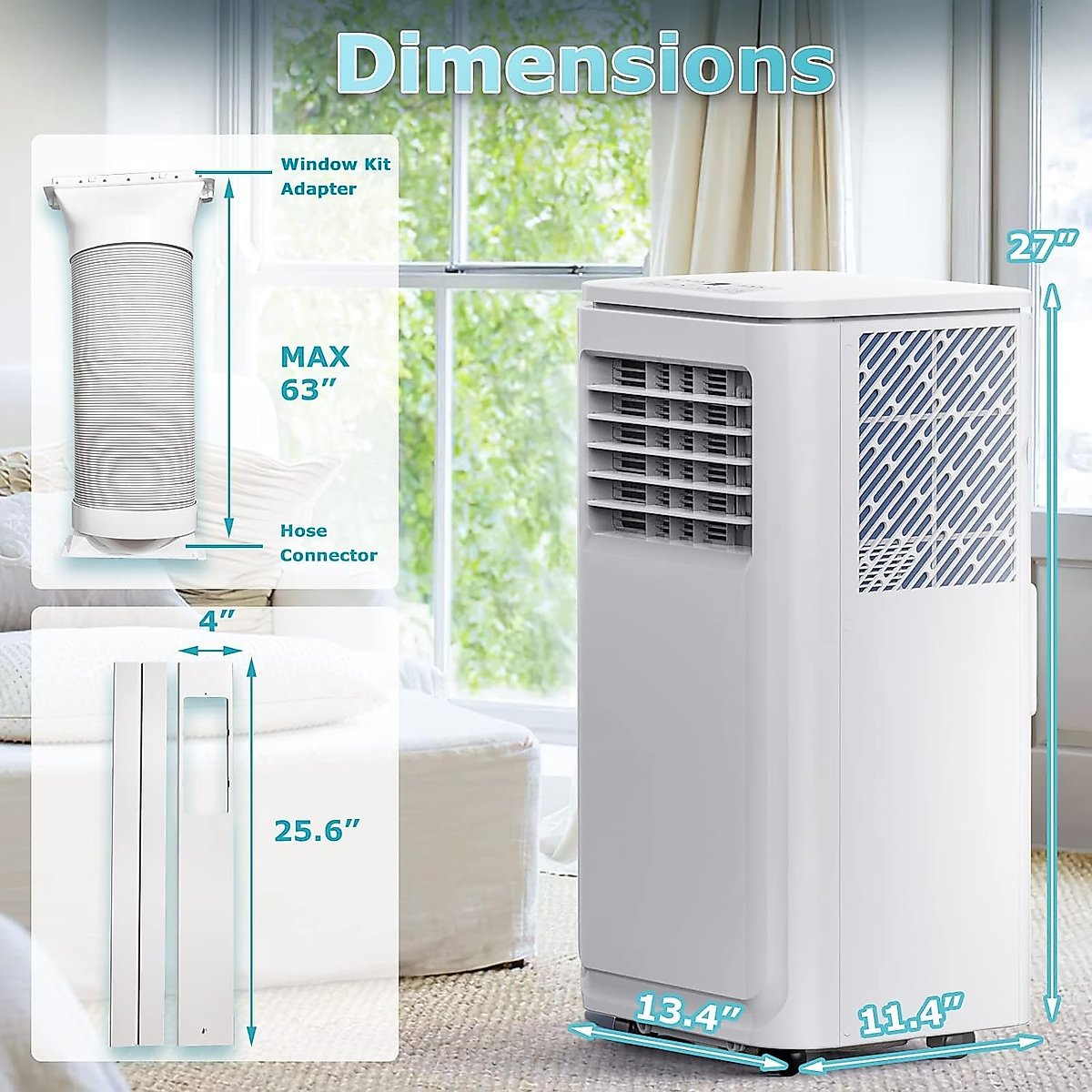 Deeyeh 8000 BTU Portable Air Conditioners,Quiet Room Portable AC Unit up to 350 Sq Ft,3 in 1 Compact Cooling Unit with Dehumidifier and Fan Functions,Portable AC with Remote Control