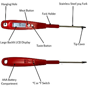 ThermalinX Digital Meat Thermometer for Grilling, Instant Read Food Thermometer with Backlight for Grill, Cooking, Oil Deep Fry, BBQ, Candy and Roast