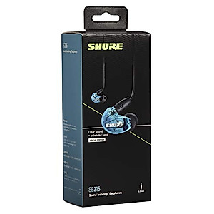 Shure SE215 Wired Sound Isolating Earbuds, Clear Sound, Single Driver, Secure in-Ear Fit, Detachable Cable, Durable Quality, Compatible with Apple & Android Devices - Blue