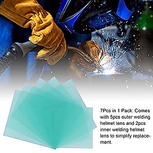 Welding Helmet Transparent Protective Plate Spare Lens Set with 5PCS Outer Welding Helmet Lens and 2PCS Inner Welding Helmet Lens,Compression Resistance PC Welding Replacement Lens for Welder