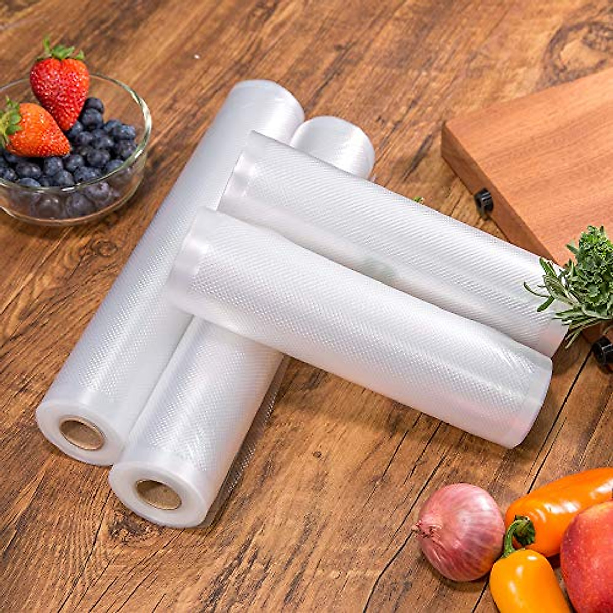 ILokey Vacuum Sealer Bags Rolls, 2 Rolls 8”x 16.5' and 2 Rolls 11”x 16.5', Sealer Bags for Food Storage, Commercial Grade Food Saver Bags, Heavy Duty Embossed and Custom-Sized Design, BPA-Free, Perfect for Sous Vide (2 Pack 8" x 16.5' and 2 Pack 11" x 16.