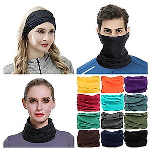 VANCROWN Headwear Head Wrap Sport Headband Sweatband 220 Patterns Magic Scarf 12PCS & 6PCS 12 in 1 (12PCS.Solid Color)