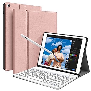JUQITECH Keyboard Case with Stylus Pen for iPad 9th/8th/7th Generation 10.2 - Active Pencil with Palm Rejection, Wireless Bluetooth Magnetic Keyboard for iPad 10.2 Cover Case with Pencil Holder