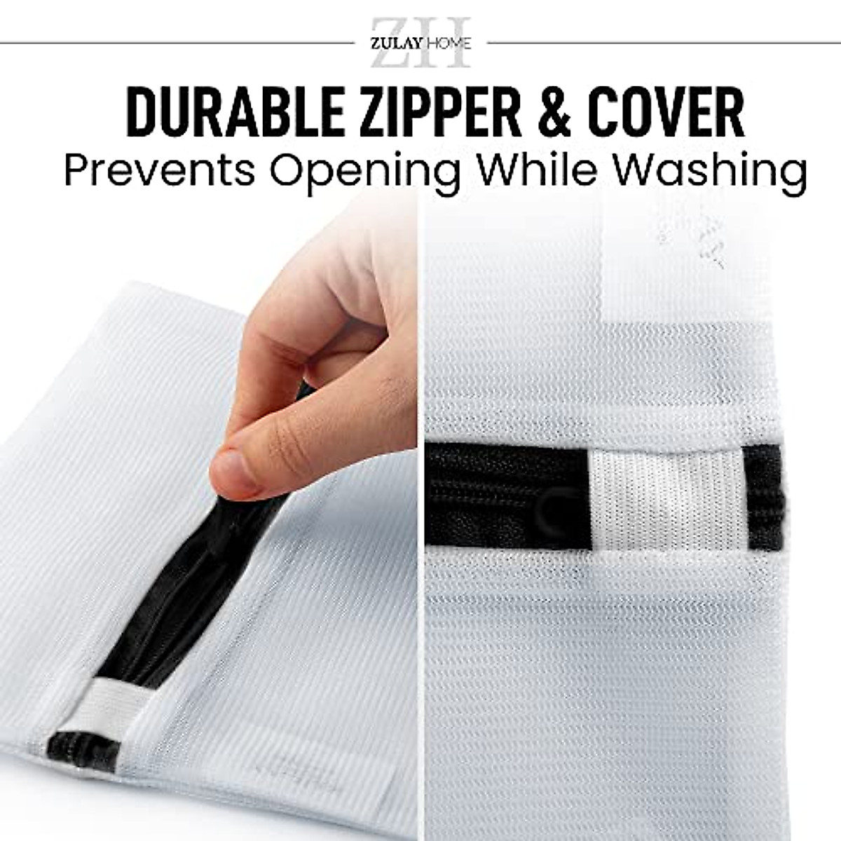 Zulay Home 3 Pack Mesh Laundry Bags for Delicates - Reusable Mesh Laundry Bags for Washing Machine - Laundry Bags Mesh Wash Bags For Underwear, Lingerie Stockings, Bra, Socks (3 Large)