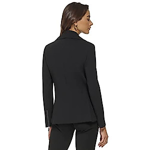 DKNY Women's Casual Pockets Front Zip Jacket, Black