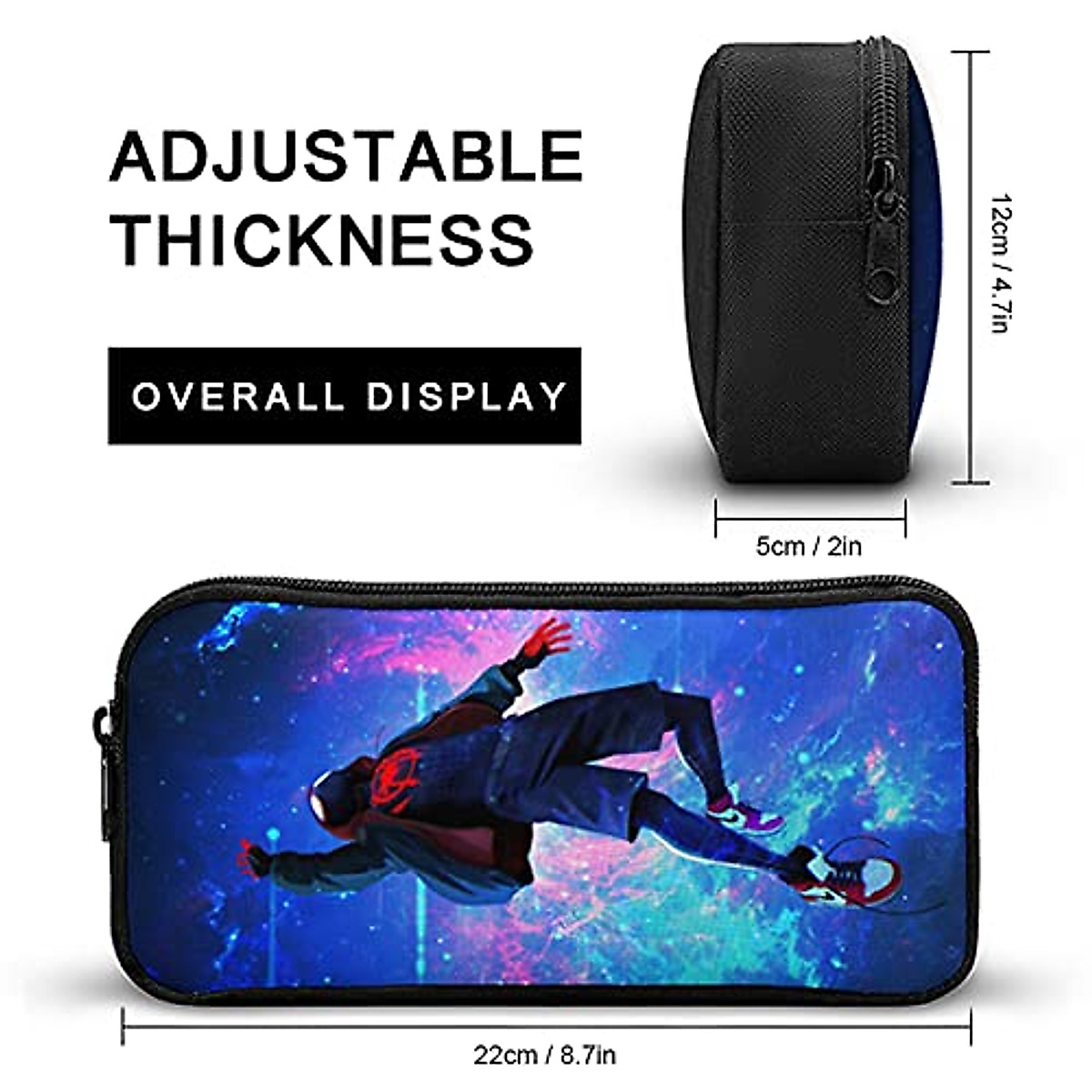 Vonpcaty 3Pcs Cool Cartoon Backpack with Lunch Bag Pencil Case Set, Large Capacity Bookbag 17-Inch Bag Travel Bag Lightweight Bag for Boys Girls Blue