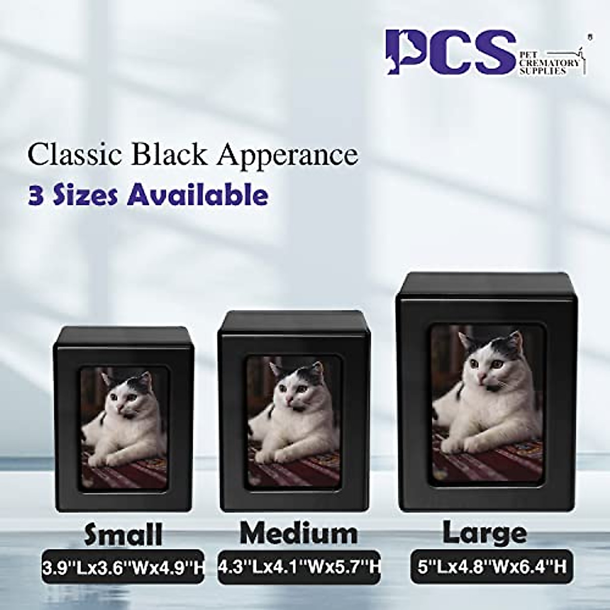 PCS Pet Urns for Cats, Cat Photo Urn, Cat Urn for Ashes, Urns for Cat Ashes, Pet Cremation Box Black-Small