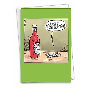 NobleWorks - 1 Funny Birthday Card Cartoons - Hilarious Comic Humor, Notecard with Envelope - Ketchup Dad C7290BFG
