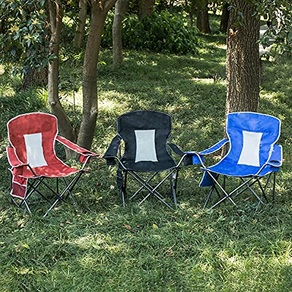 VOYSIGN Mesh Folding Camping Chairs for Adults, Oversized Portable Outdoor Chairs, Weight Capacity 325 lbs with Cup Holder, Storage Pocket, Carry Bag