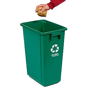 Global Industrial Recycling Container, 15 Gallon, 12" W X 18" D X 24" H, Green