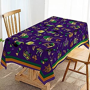 Hafangry Mardi Gras Carnival Tablecloth Masquerade Party Decoration New Orleans Mask Kitchen Dining Room Table Cover-60×84inch