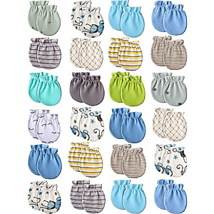 24 Pairs Newborn Baby Mittens Unisex Cute Glove No Scratch Baby Mittens Gloves for 0-6 Months Boys Girls