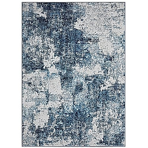 Area Rug 9x12 Living Room: Large Washable Rug with Anti-Slip Backing Non-Shedding Stain-Resistant Soft Abstract Carpet for Bedroom Dining Room Nursery Home Office (Blue)