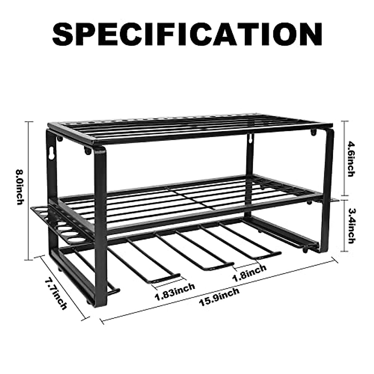 XYNB Power Tool Organizer, Drill Storage Rack Power Tool Organizer Wall Mount Drill Holder Wall Mount Drill Rack Removable Design