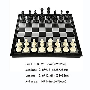 DWQ Standard Magnetic Chess Set Portable Foldable Chess Board Black and White International Chess，Puzzle Games for Adults Kid Beginners Professional Competition (Size : Small)