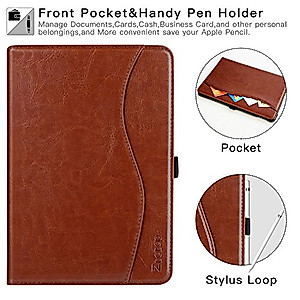Ztotop iPad Mini 1/2/3 Case, Premium Leather Folio Stand Protective Case Smart Cover with Multi-Angle Viewing, Pocket, Functional Elastic Strap for Apple iPad Mini 3/ Mini 2/ Mini 1 - Brown