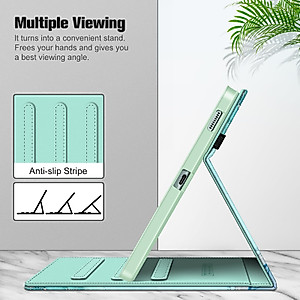 Fintie Case for Samsung Galaxy Tab S6 Lite 10.4 Inch 2024/2022/2020 with S Pen Holder, Multi-Angle Viewing Soft TPU Back Cover with Pocket Auto Wake/Sleep, Emerald Marble