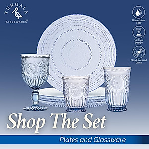Yungala Blue Glassware set of 6 small dishwasher safe colored glasses, Blue glass cups, matching highball and wine glasses available