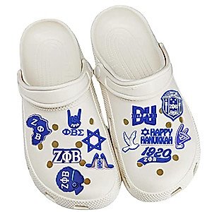 12Pcs Sorority Shoe Charms Sorority Croc Charms Zeta Phi Beta Shoe Decoration Charms for Crocs Sandals Bracelets Wristbands Blue PVC Clog Pins Croc Accessories for Women Girls Sorority Party Favors