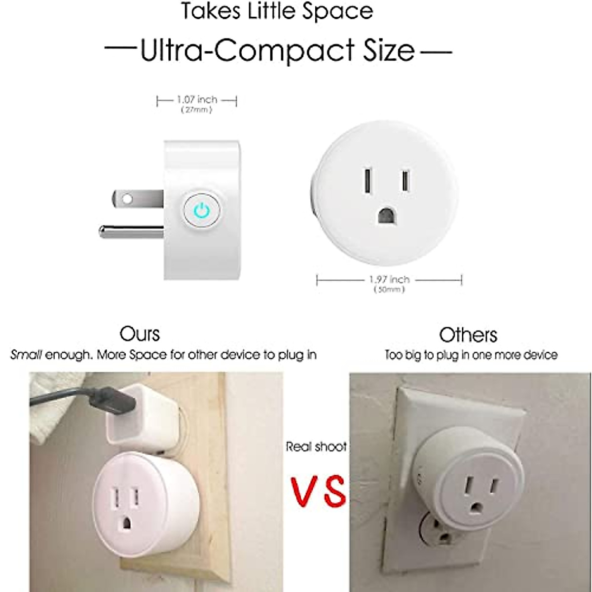 WiFi Smart Plug for Alexa,Eessley Mini Wireless Mini Remote Control Outlet with Timing Function,Compatible with Amazon Alexa Google Home,Echo Dot and IFTTT, No Hub Required Smart Socket - 4 Packs