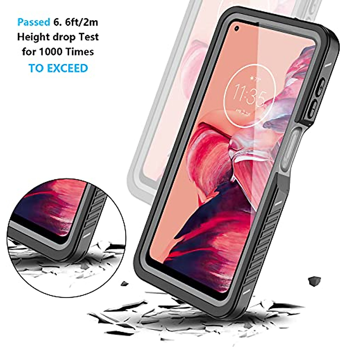 ANTSHARE for Motorola Moto G Power 2021 Case Waterproof, Built in Screen Protector 360° Full Body Heavy Duty Protective Shockproof IP68 Underwater Case for Moto G Power 2021 6.6inch Black