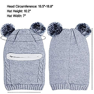 Bienvenu Baby Boy Girl Winter Hat, Kids Earflap Hat with Scarf, Toddler Fleece Beanie Cap Balaclava, Gray