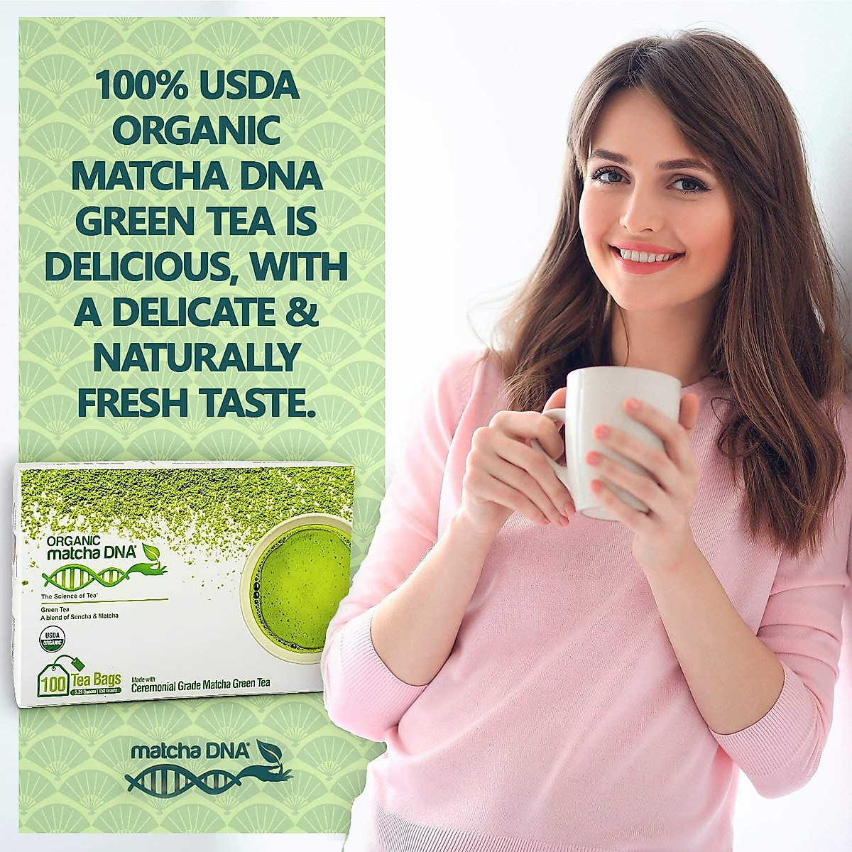 Matcha Teabags MatchaDNA Certified Organic Matcha Green Tea by MATCHA DNA - 100 Teabags