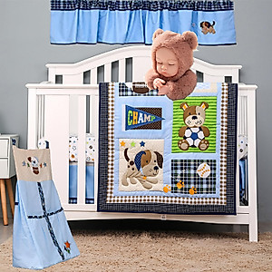 CribMATE Blue Dog Nursery Diaper Stacker Sport Puppy Diaper Hanging Bag (Blue Sport puppy)