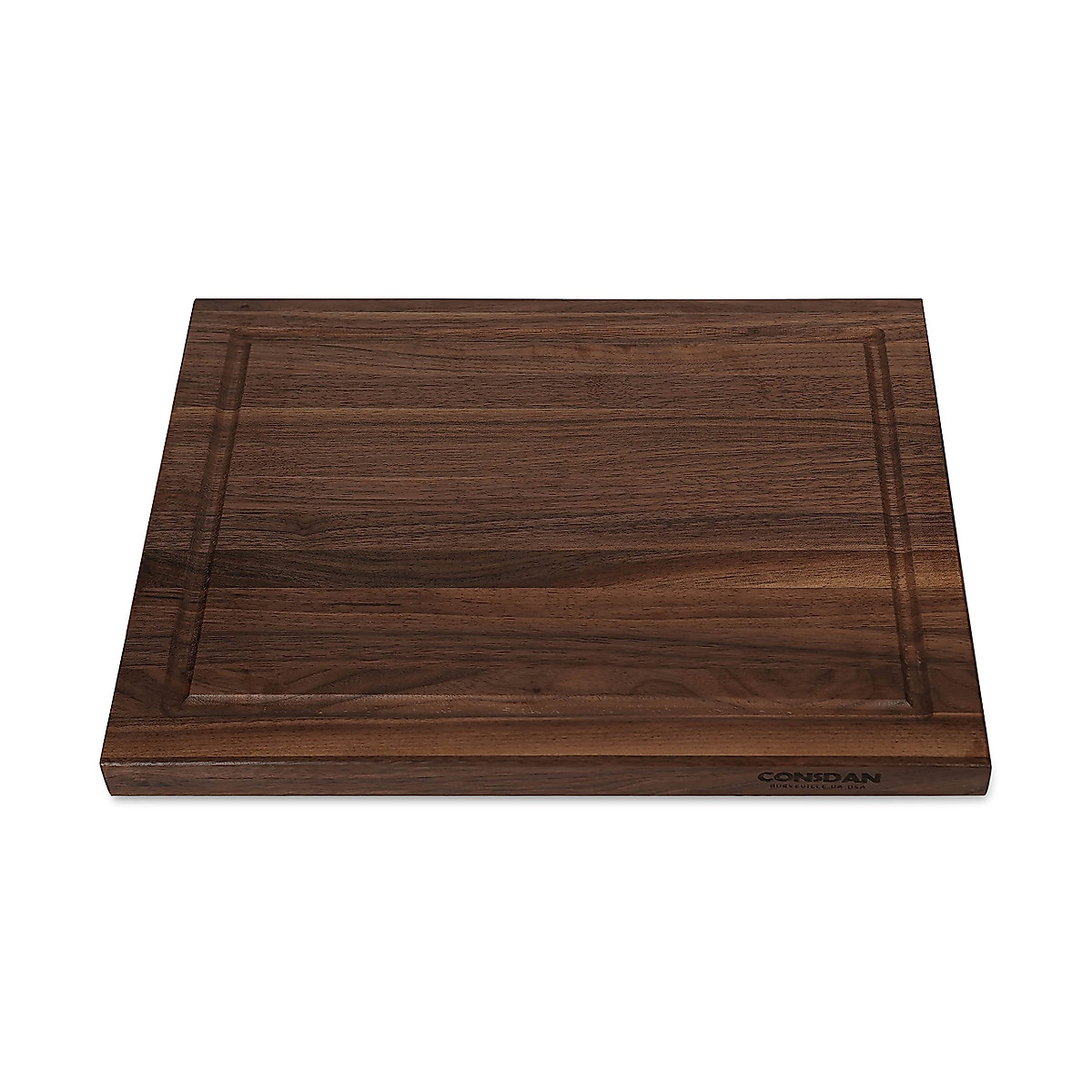 CONSDAN Black Walnut Butcher Block Cutting Board with Invisible Inner Handles, USA Grown Hardwood, 1" Thick, 20" L x 15" W