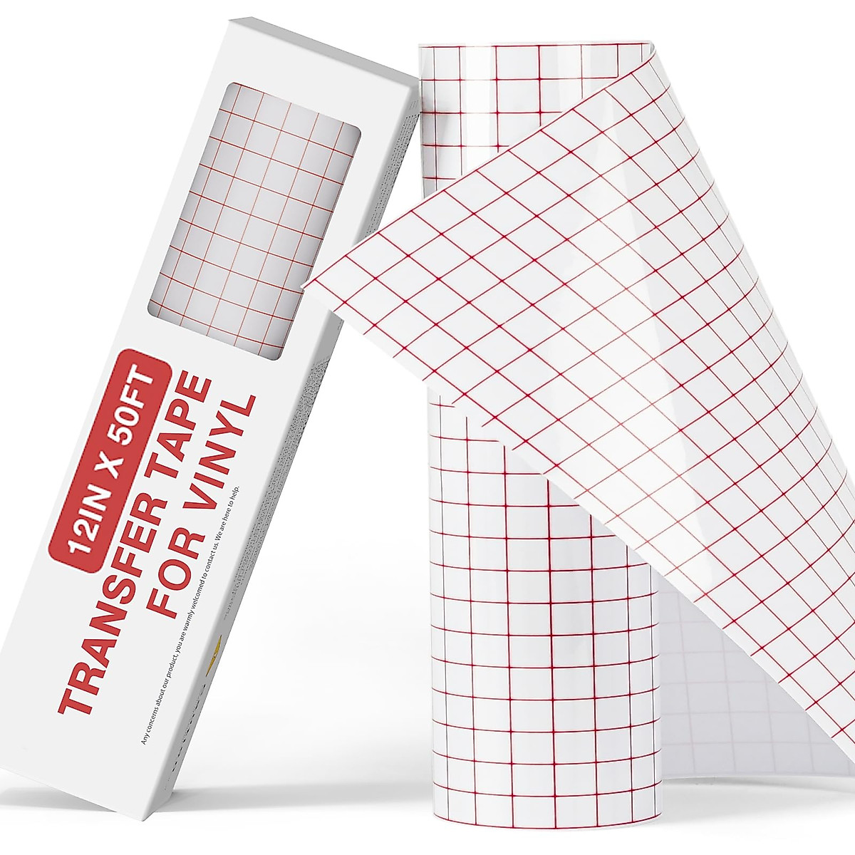 YRYM HT Clear Vinyl Transfer Paper Tape Roll-12 x 50 FT w/Alignment Grid Application Tape for Silhouette Cameo, Cricut Adhesive Vinyl for Decals,Signs, Windows, Stickers