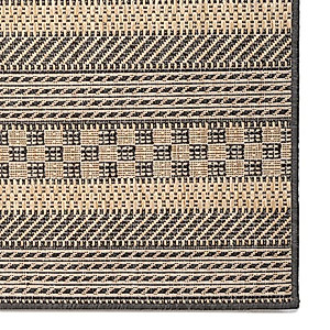 Sherloom Modern Indoor Outdoor Area Rugs 8x10 | Non-Shed - Non-Skid - Washable Rug Runner for Living Room, Dining, Entryway, Patio, Pool Deck | Menzis Collection | Charcoal