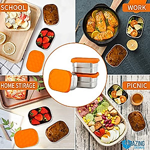 Amazing Containers| Set of 3 Stainless Steel Containers with Silicon Lids | condiments containers |On the go fruits and Snack Containers for Toddlers and Kids | Leakproof BPA Free | 8 oz (1 cup) each