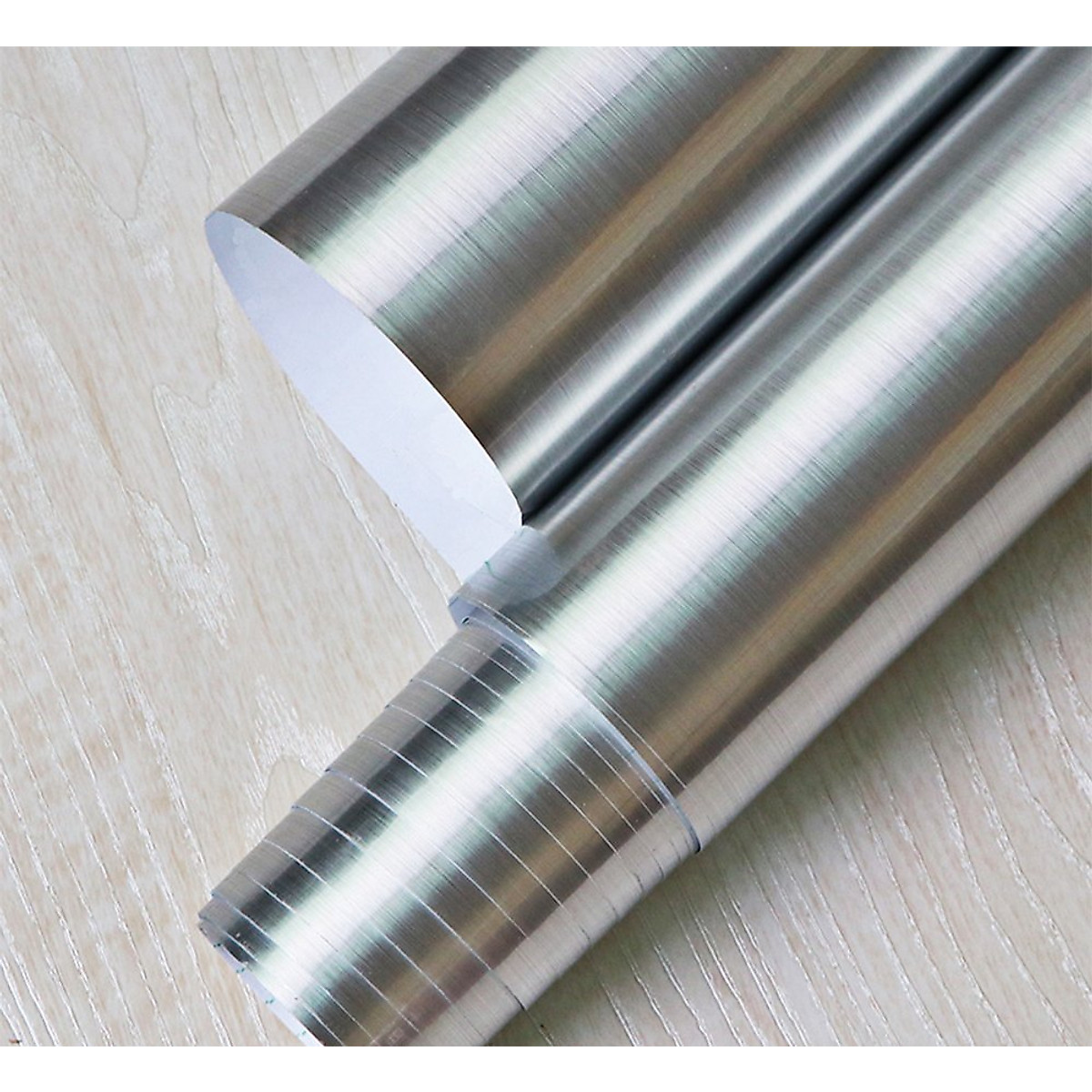 GLOW4U Peel and Stick Brushed Stainless Steel Contact Paper Self Adhesive Vinyl Film Shelf Liner for Covering Backsplash Oven Dishwasher Pantry Appliances (24 x 117, Silver)