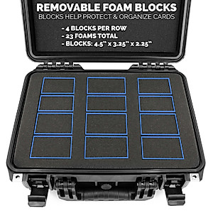 CASEMATIX Graded Card Case Pro Edition Compatible with 100 BGS PSA Graded Sports Trading Cards, IPX7 Waterproof Graded Slab Trading Card Box with Precision Cut Graded Card Storage Box Foam Dividers