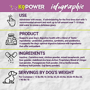 K9 Power Digest Forte for Dogs 1lb – Digestive Support - Enhances Nutrient Absorption - Balances Gut Flora - Eases Discomfort & Boosts Immunity