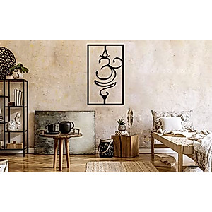 Breathe Sanskrit Symbol Metal Wall Decor, Om Yoga Symbol Wall Art, Yoga Meditation Home Decor, Zen Yoga Studio Decor, Yoga Lover Breathe Gift, Gift for Yoga Lovers (38.5 x 23.1” / 98 x 58 cm)