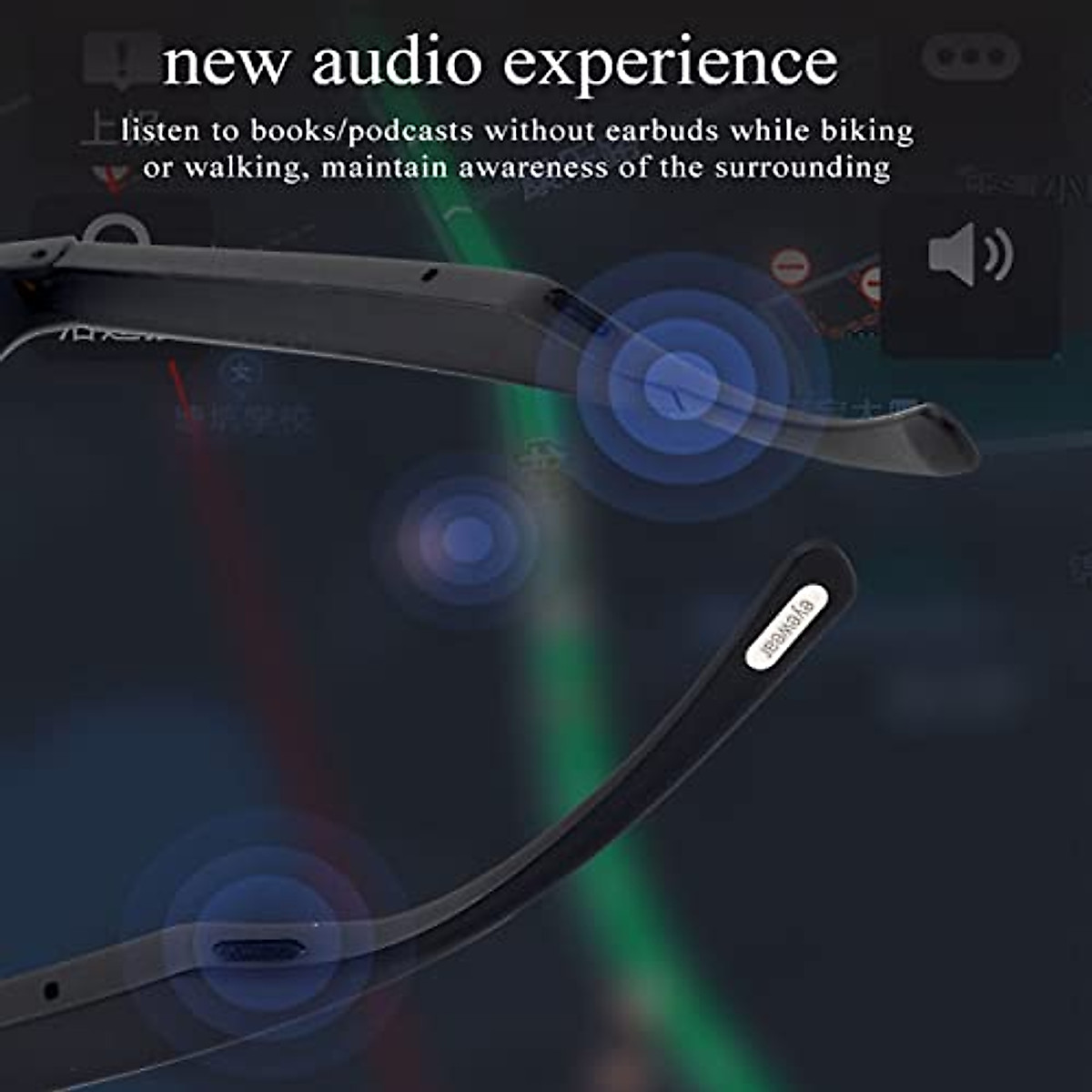 Smart Bluetooth Audio Glasses with Anti Blue Light Lens Waterproof Bluetooth 5.0 Glasses Connect Mobile Phones and Tablets for Men Women